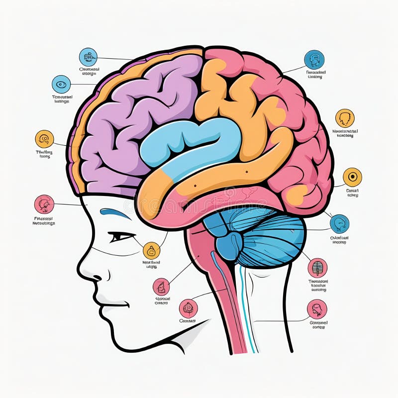 Labeled brain anatomy stock illustration. Illustration of medicine ...
