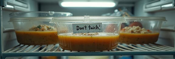 Labeled Containers in Fridge: Food Preservation and Storage Warning ...