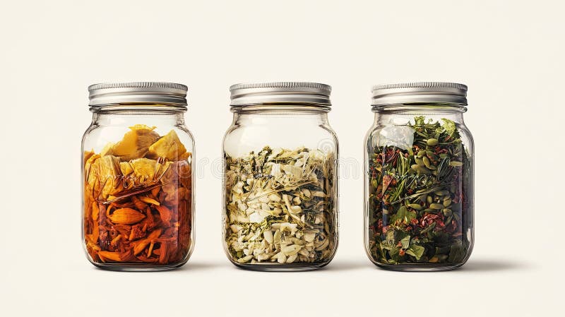 Labeled Jars with Fermentation Starters . Stock Photo - Image of ...