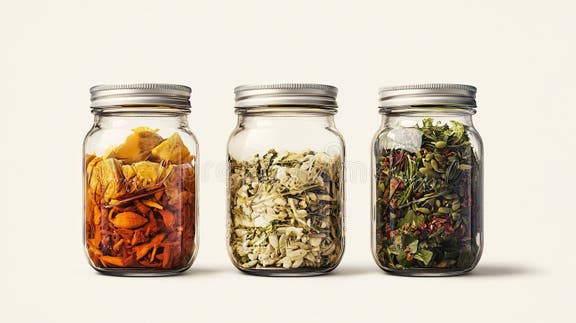 Labeled Jars with Fermentation Starters . Stock Photo - Image of ...