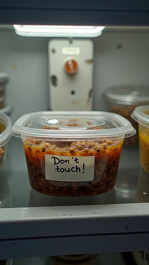 Labeled Leftover Container Inside Refrigerator with Warning Message ...