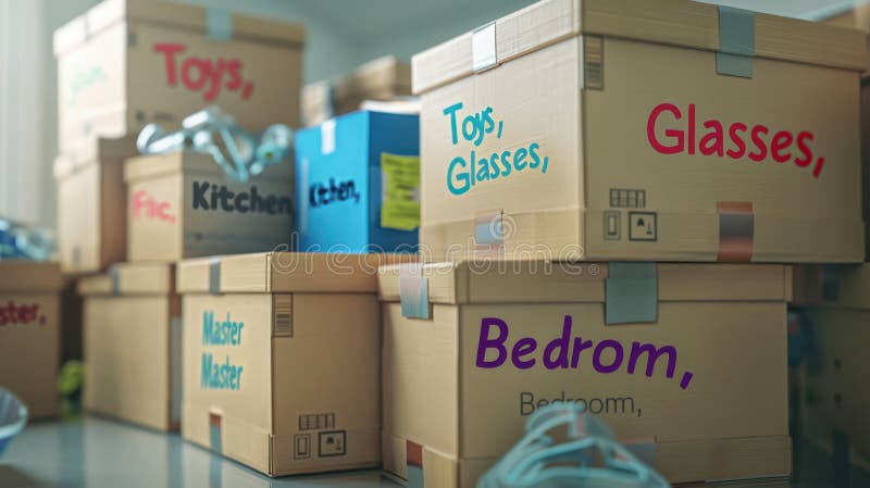 The Labeled Moving Boxes. AI Generated Stock Photo - Image of shipping ...