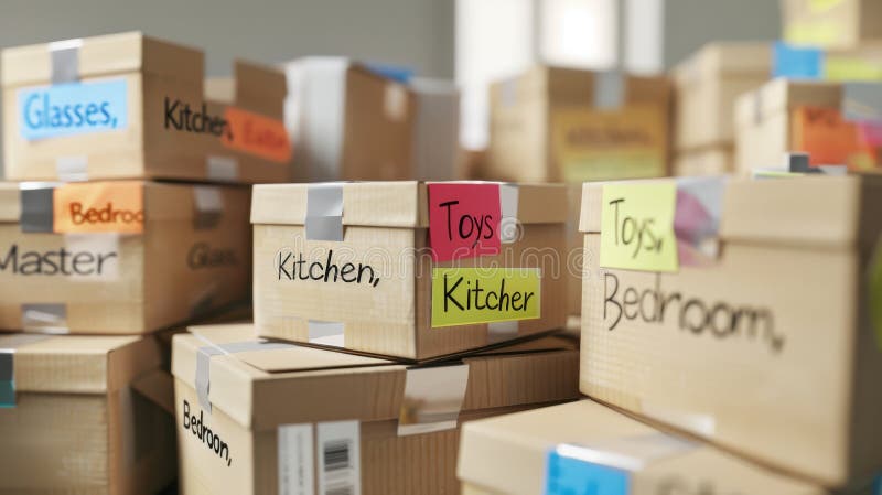 The Labeled Moving Boxes.AI Generated Image Stock Photo - Image of ...