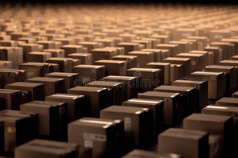 Labeled Parcels Arranged by Size in Organized Rows. High Angle ...