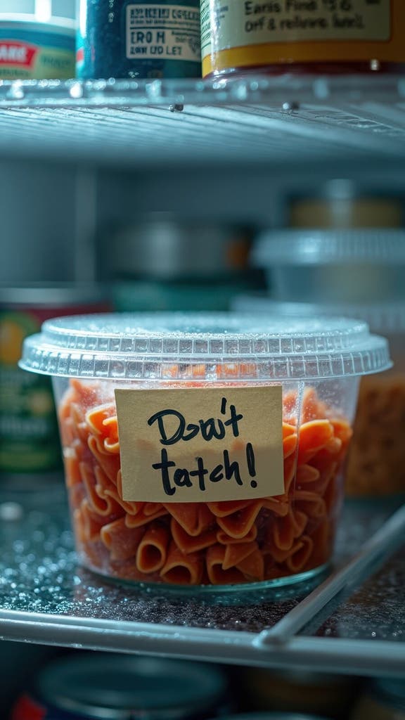 Labeled Pasta Container in Refrigerator Interior Close-up Stock Photo ...