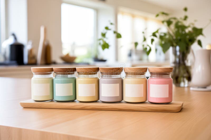 Labeled Storage Jars on Kitchen Counter Stock Illustration ...