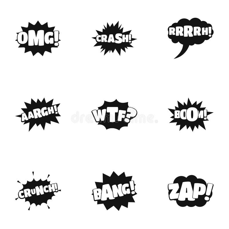 Labelling Icons Set, Simple Style Stock Vector - Illustration of funny ...