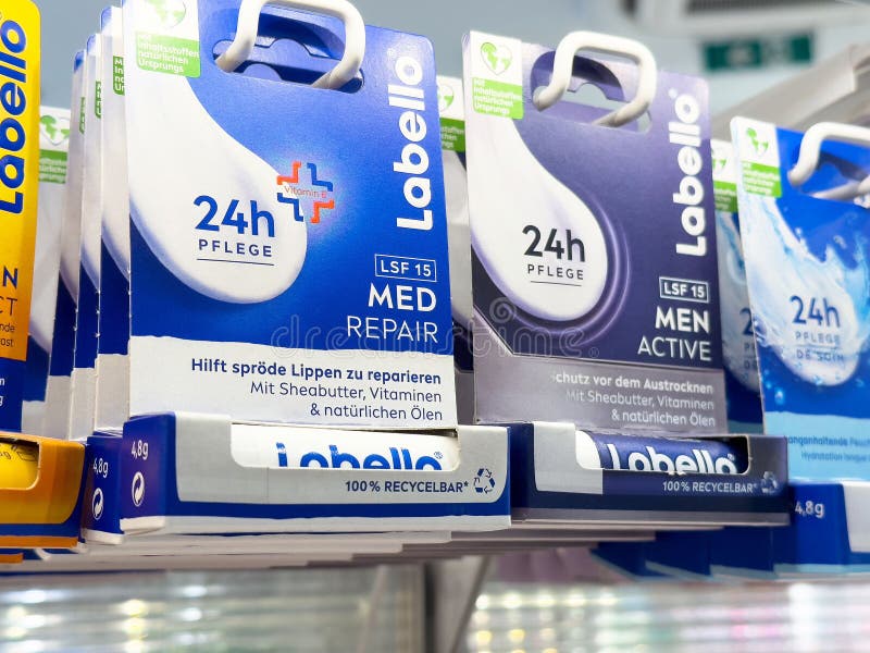 Labello Lip Care Products on Display with Med Repair and Men Active ...