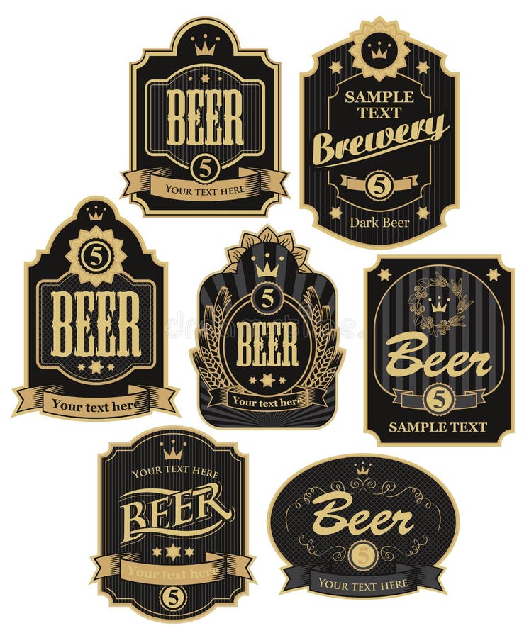 Labels for the beer stock vector. Illustration of black - 25912736