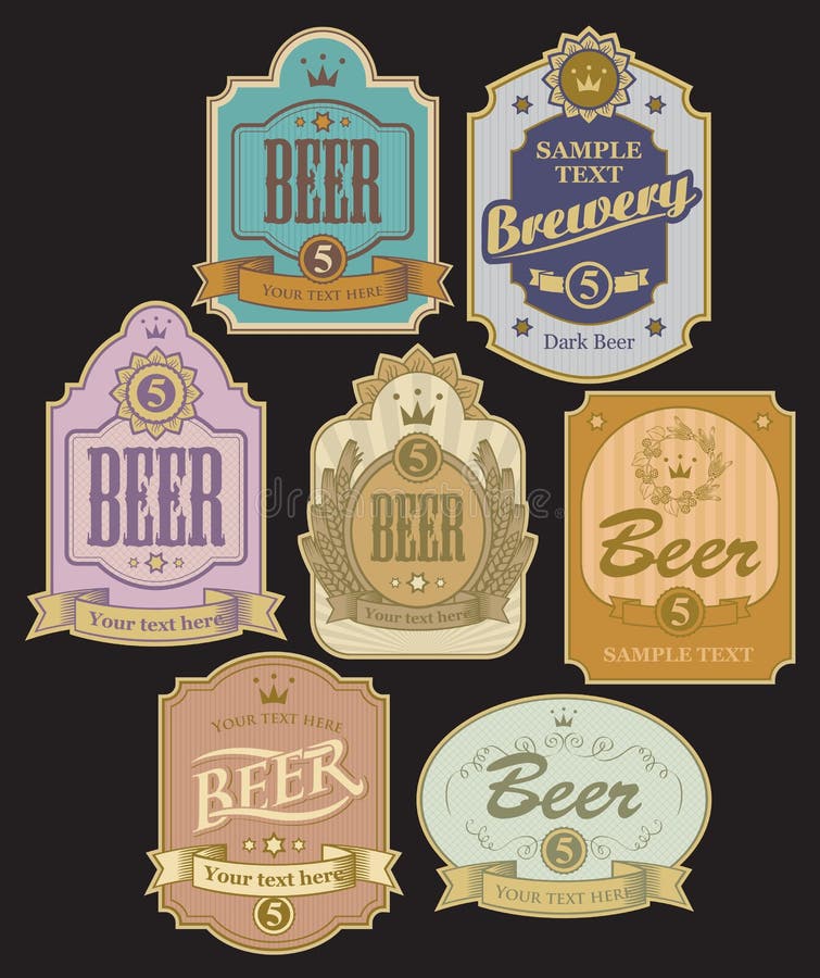 Labels for the beer stock vector. Illustration of black - 25912736
