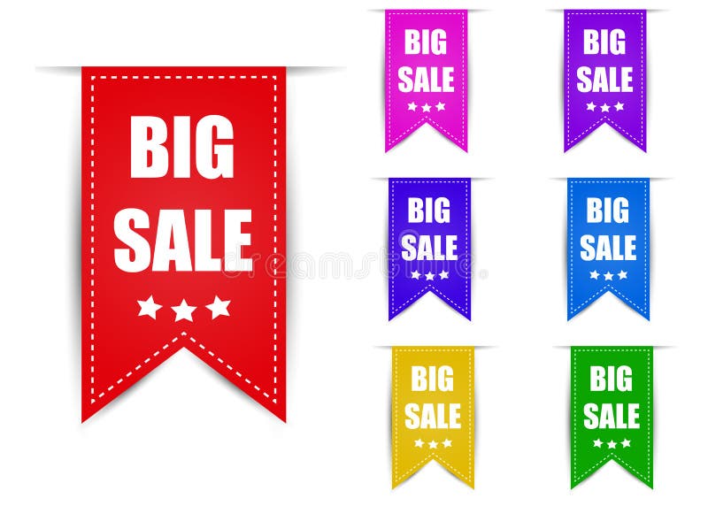 Labels Big Sale Different Color Stock Vector - Illustration of market ...