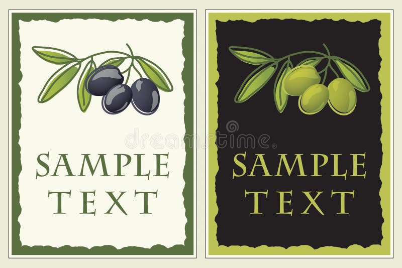 Labels with Black and Green Olives Stock Vector - Illustration of ...