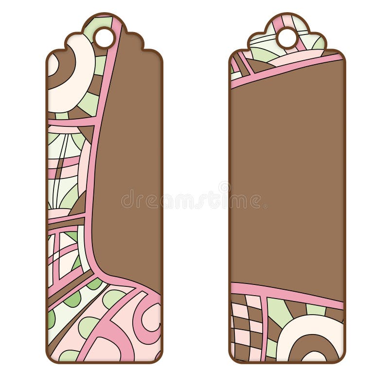 Labels with Brown, Green, Beige and Pink Pattern Stock Illustration ...