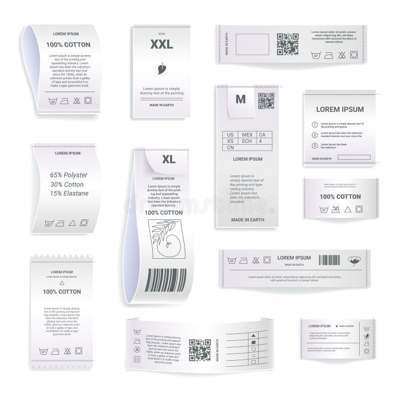 Labels for Clothes with Production and Instruction Stock Illustration ...