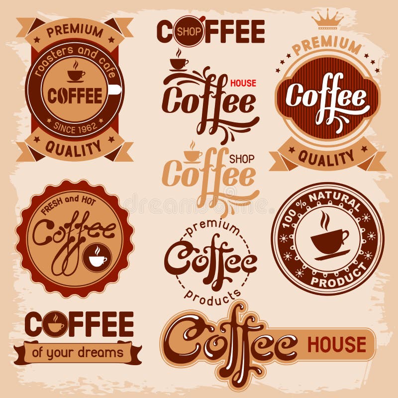 Ensemble D'insignes Et D'éléments De Labels Pour Le Café Illustration ...