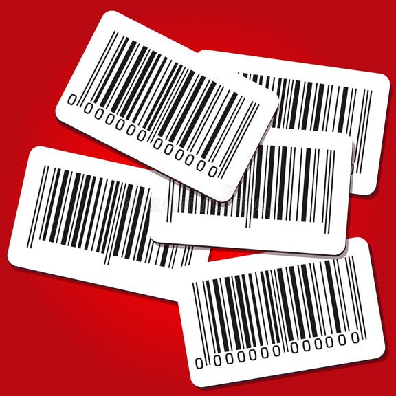 Labels De Code Barres Sur Le Fond Rouge Illustration de Vecteur ...