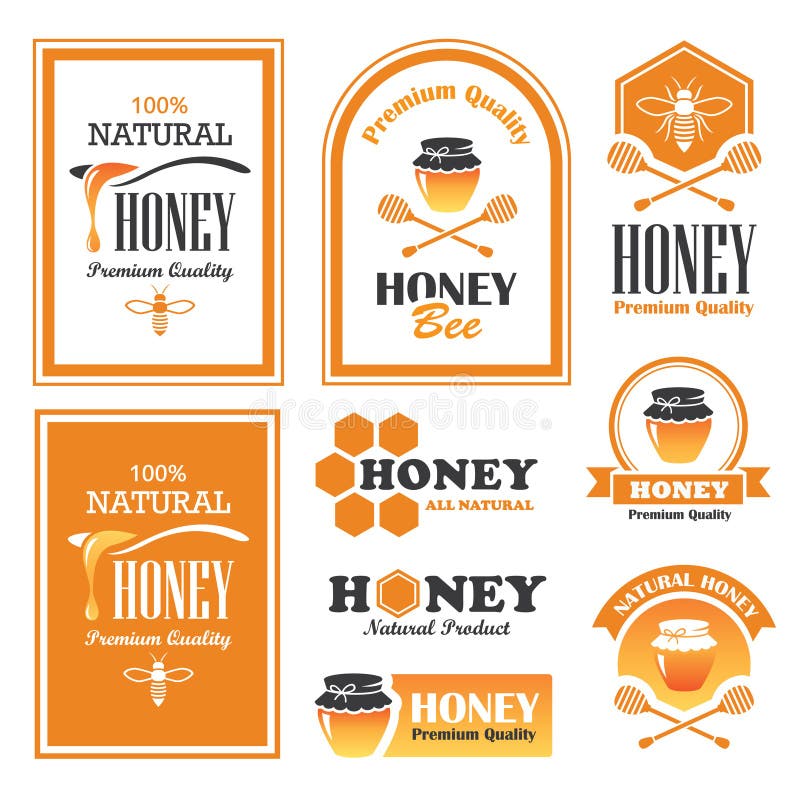 Ensemble De Logo D'abeille De Miel Et Labels Pour Des Produits De Miel ...