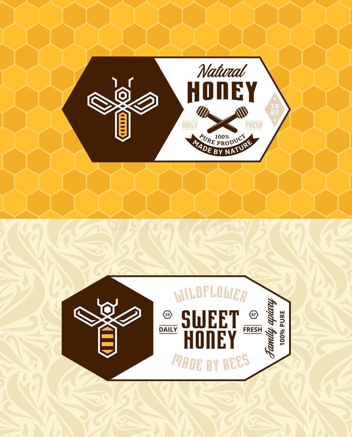 Labels De Miel, Logo Et Conception D'emballage Illustration de Vecteur ...