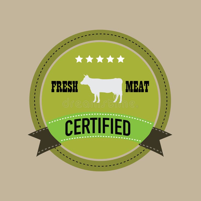 Labels and Design Elements of Fresh Meat Stock Vector - Illustration of ...