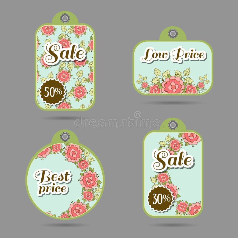 Labels Design Roses on Blue Stock Vector - Illustration of decorative ...