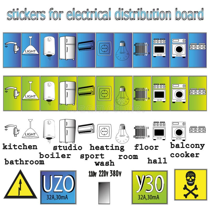 Labels for Electrical Consumers Stock Illustration - Illustration of ...