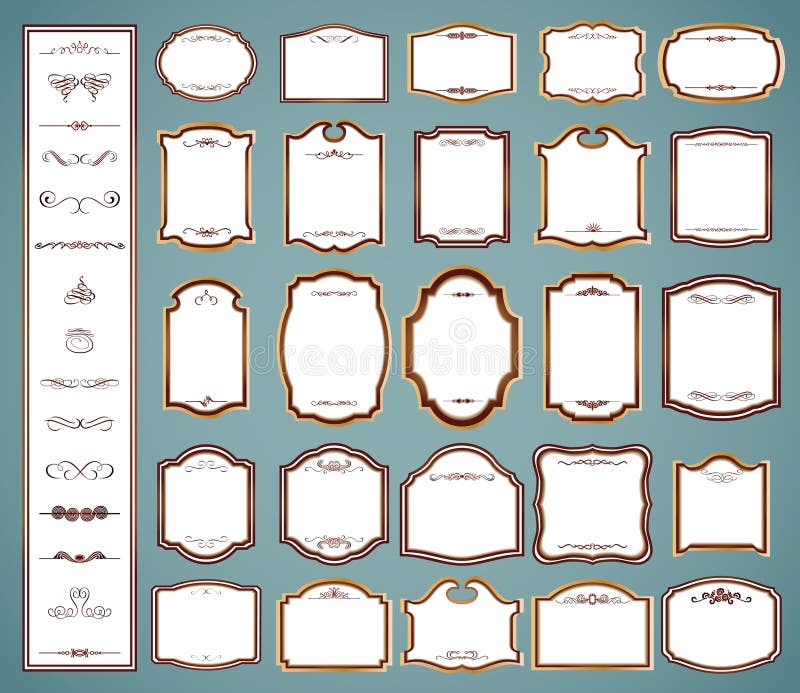 Labels Frames and Calligraphic Elements. Vector Stock Illustration ...