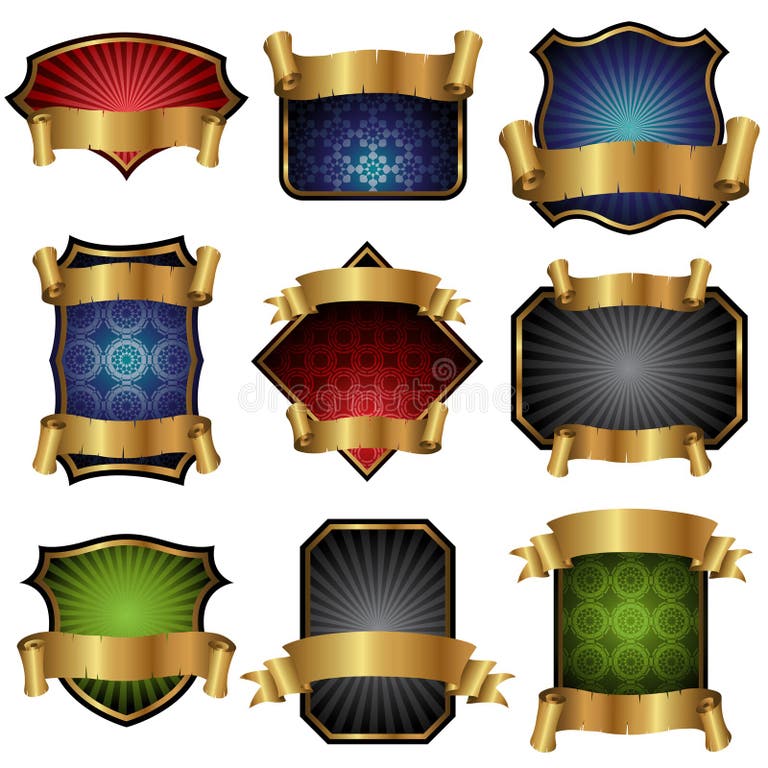 Heraldic Scroll Labels Stock Illustrations – 589 Heraldic Scroll Labels ...