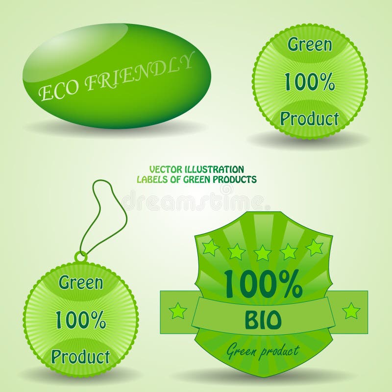 Labels of green products stock illustration. Illustration of object ...