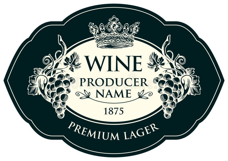 Labels with Hand-drawn Bunches of Grapes Stock Illustration ...