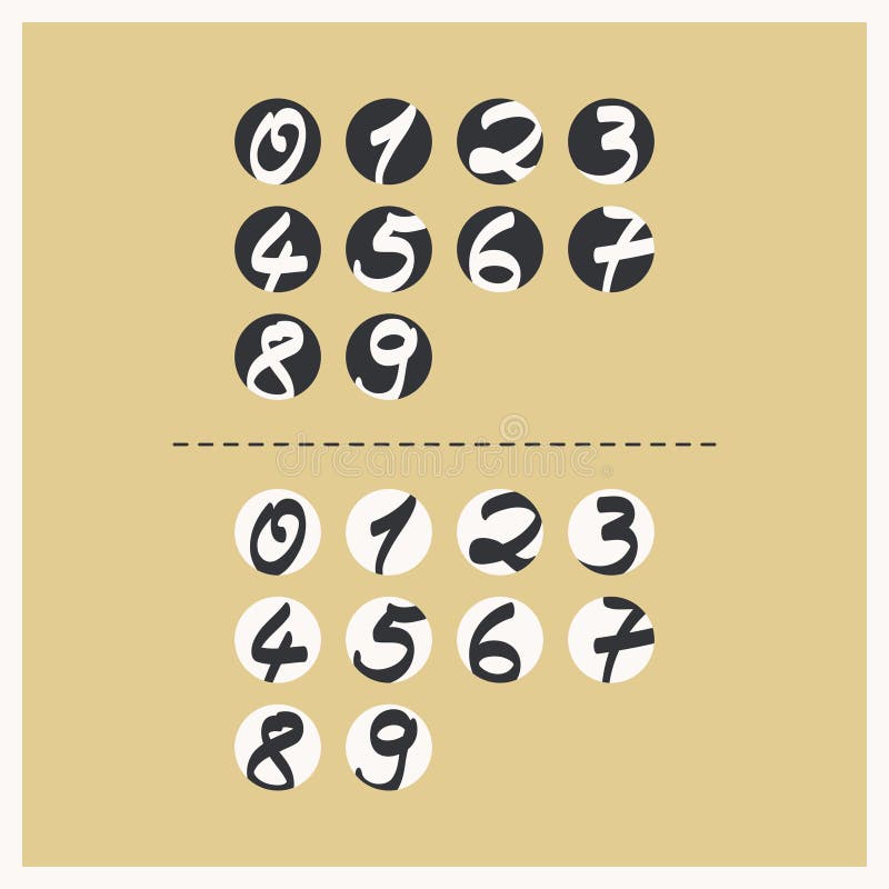 Handwritten Numbers in Two Font Styles Stock Vector - Illustration of ...