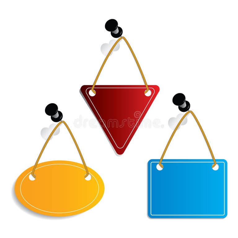 Labels Hanging on Push-pins Stock Vector - Illustration of elements ...
