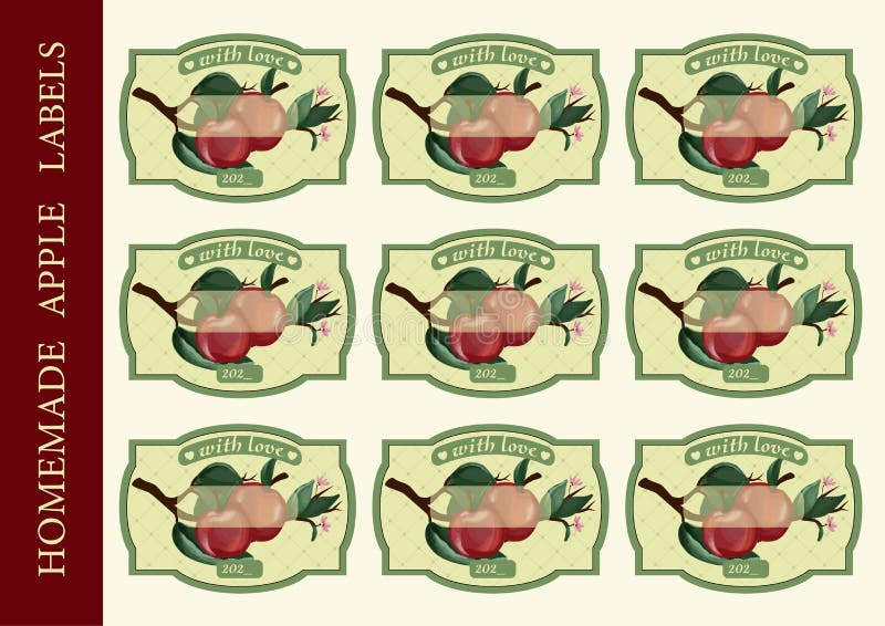 Labels for Jars with Apples. Home Preservation Stock Vector ...