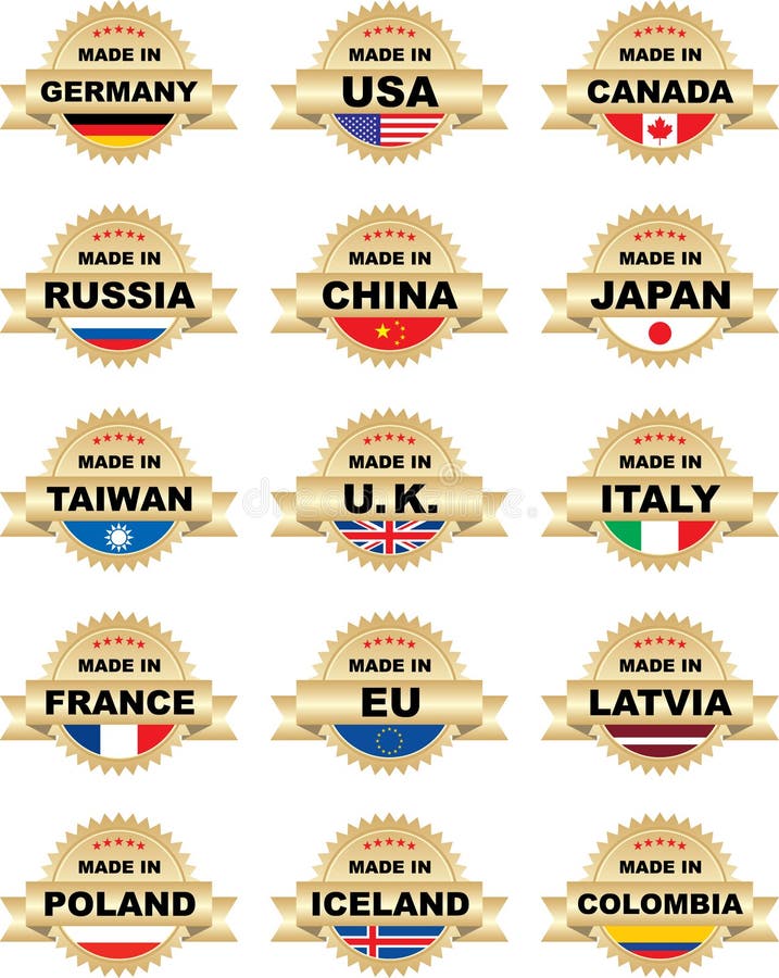 Labels MADE in with Different Countries Stock Vector - Illustration of ...