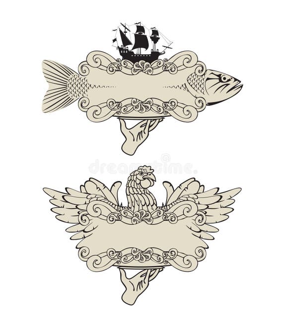 Labels for Meat Fish and Poultry Stock Vector - Illustration of ...