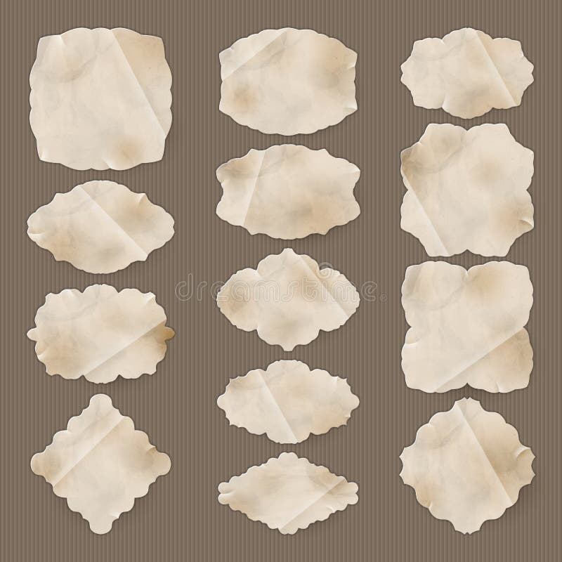 Labels, Old Paper Texture Set. EPS 10 Stock Vector - Illustration of ...
