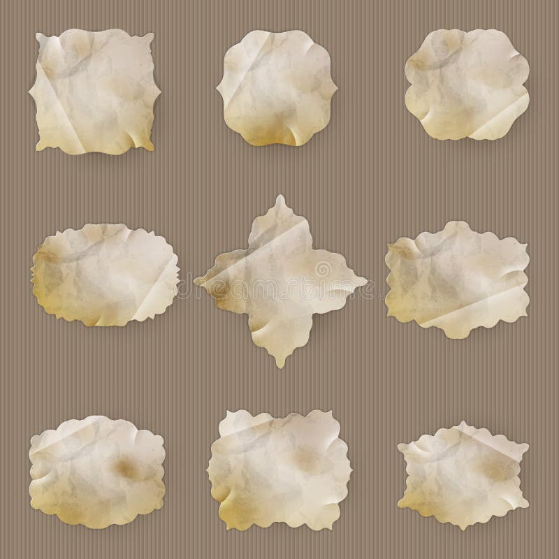 Labels, Old Paper Texture Set. EPS 10 Stock Vector - Illustration of ...