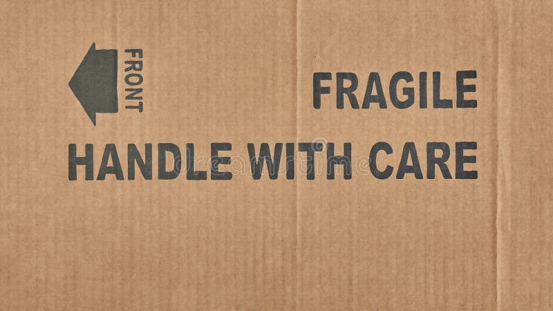 Labels Printed on Cardboard Box Closeup View Stock Image - Image of ...