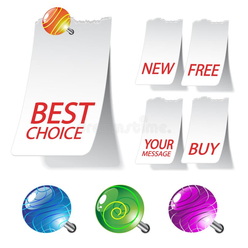 Labels with push pin stock vector. Illustration of discount - 22468409