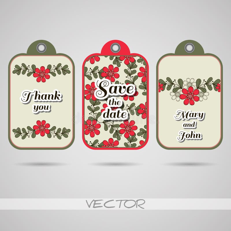 Labels Red Flowers stock vector. Illustration of engagement - 75260781