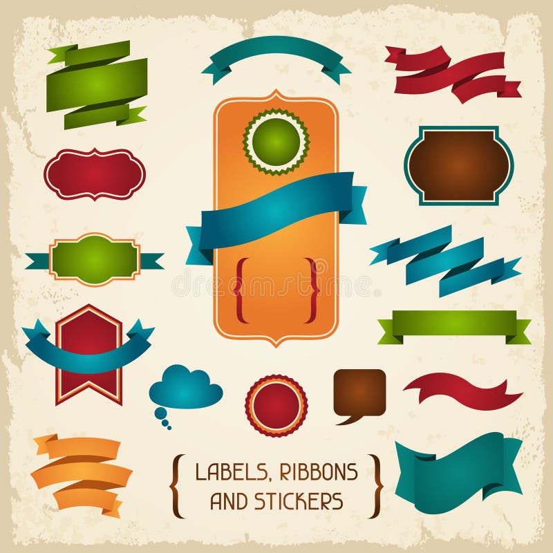 Labels, Ribbons and Stickers Stock Vector - Illustration of bookmark ...