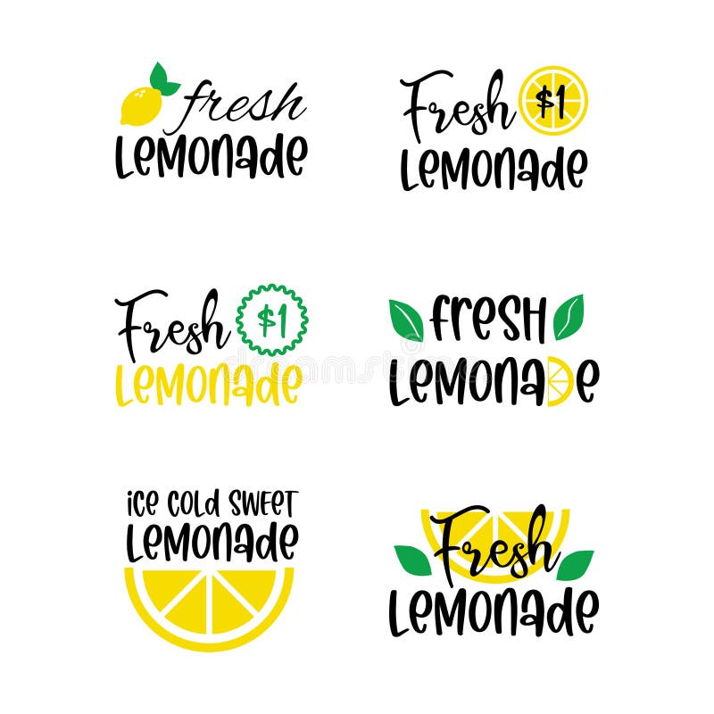 Labels and Signs of Fresh Lemonade with Lemon. Vector Illustrations for ...
