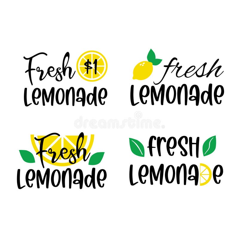 Labels and Signs of Fresh Lemonade with Lemon. Vector Illustrations for ...