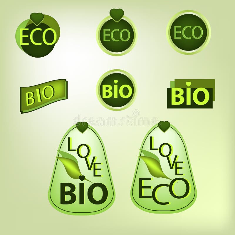 Labels, Stickers and Emblems with Eco and Bio Tags. Stock Vector ...