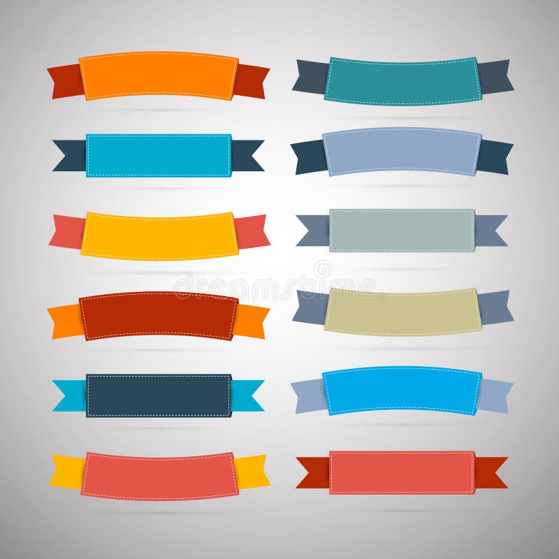 Labels, Tags, Ribbons Set in Retro Colors Stock Vector - Illustration ...