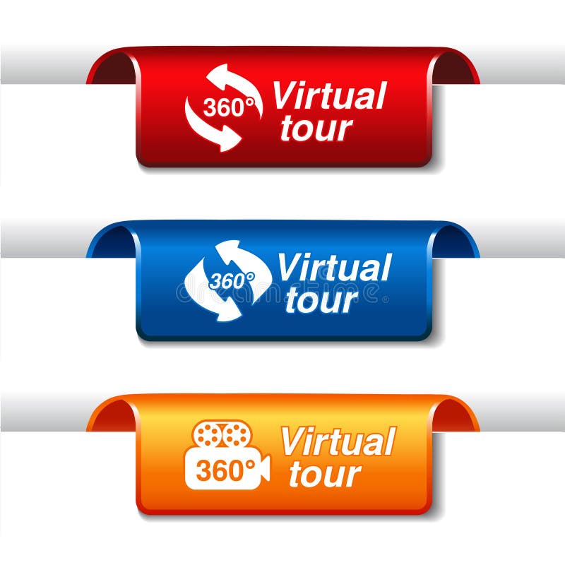 Virtual Tour Vector Illustration. 360 Round Symbol Flat Tiny Person ...