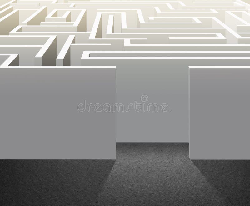 Laberinto Blanco De La Pared En Piso Negro Imagen de archivo - Imagen ...