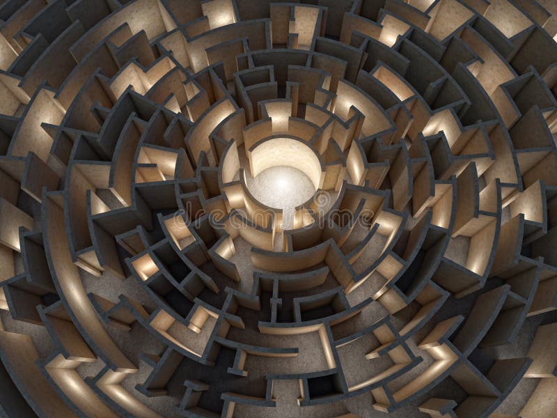 Estructura Circular Del Laberinto 3d Con Un Espacio Libre En El Centro ...