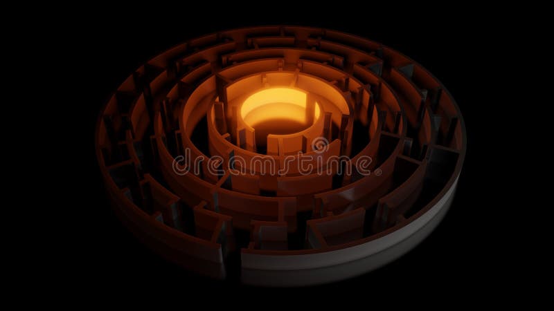 Laberinto Circular 3D Con Un Flash Rojo Brillante Stock de ilustración ...