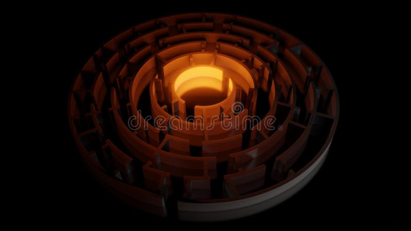 Laberinto Circular 3D Con Un Flash Rojo Brillante Stock de ilustración ...