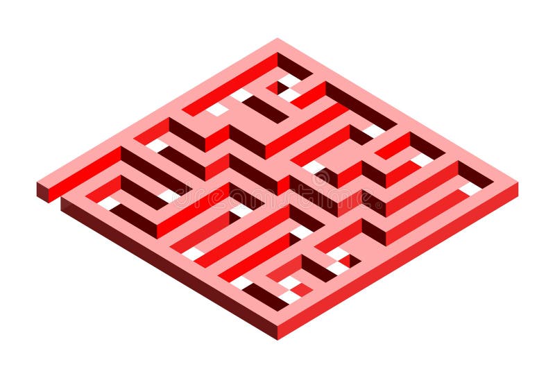 Laberinto 3D En Dos Sombras De Rojo Ilustración del Vector ...